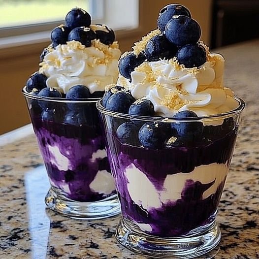 Keto Blueberry Cheesecake Parfait with Almond Flavored Whipped Cream