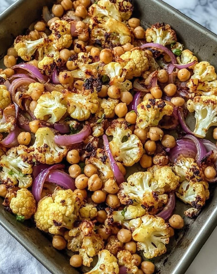 Vegan Maple Lime Roasted Cauliflower & Chickpeas