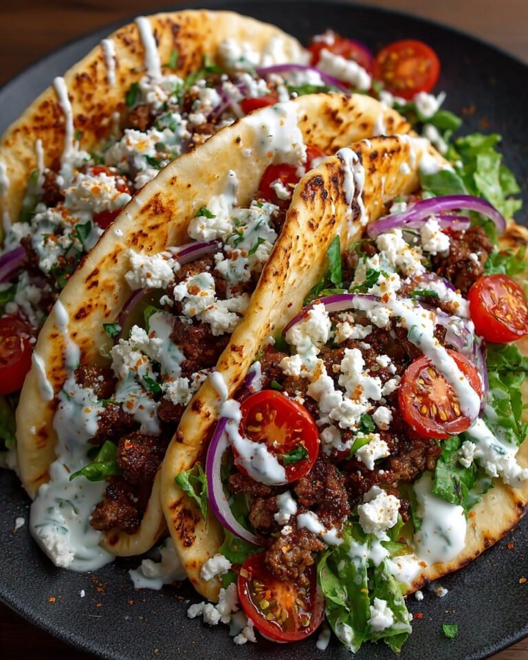 🌊 Mediterranean Spiced Lamb Pita Boats with Creamy Tzatziki, Feta ...