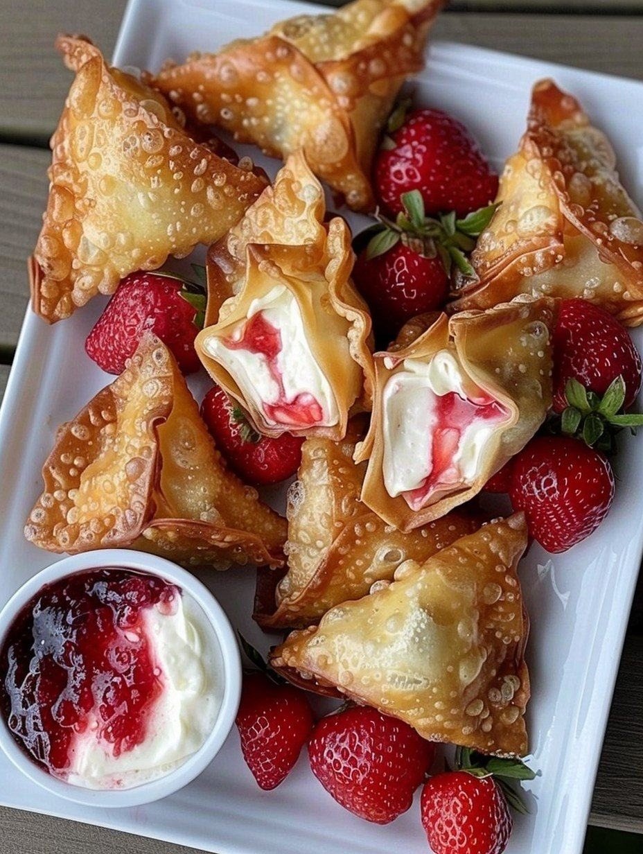 🍓 KETO Strawberry Cheesecake Wonton Bites